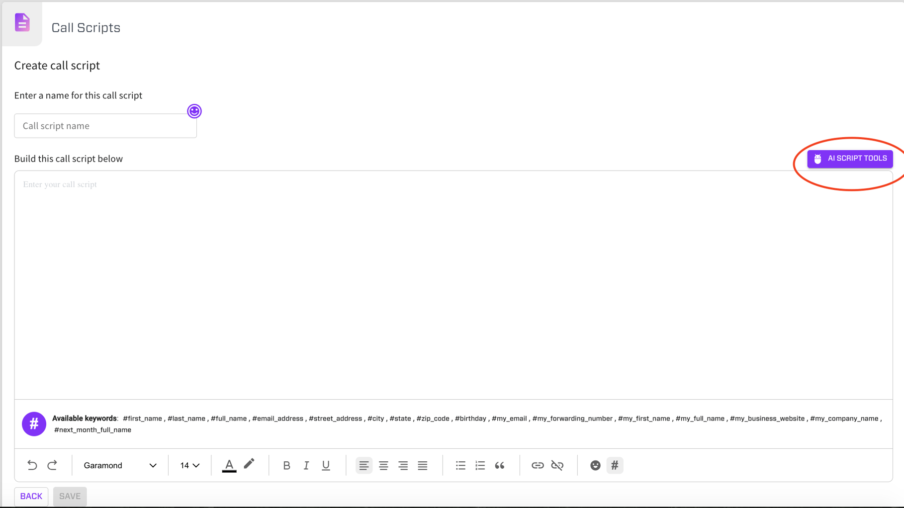 "Call Scripts" Add-On